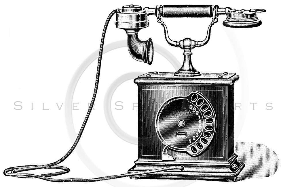 Vintage Telephone Illustration Printable 1800s Phones Antique Steampunk ...