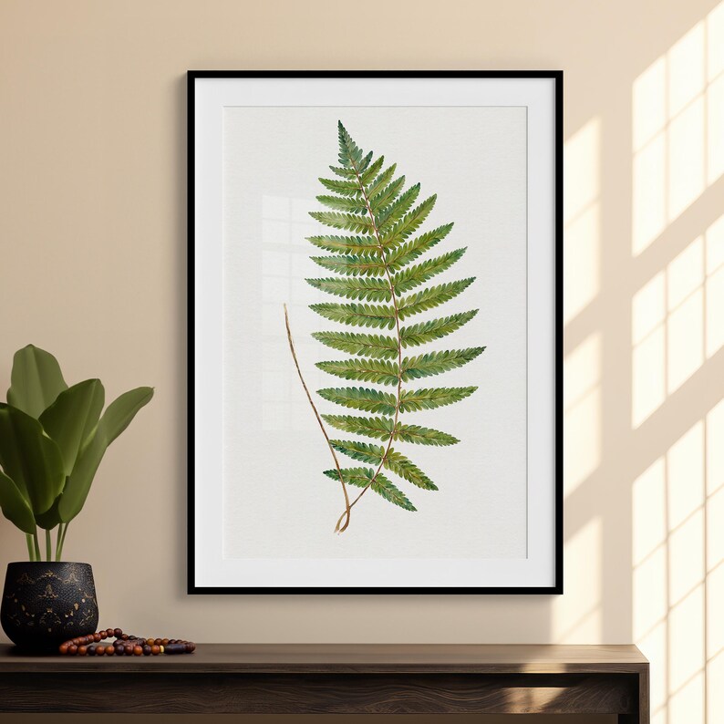 Vintage Fern Botanical Watercolor Printable, Small to Extra Large Wall ...