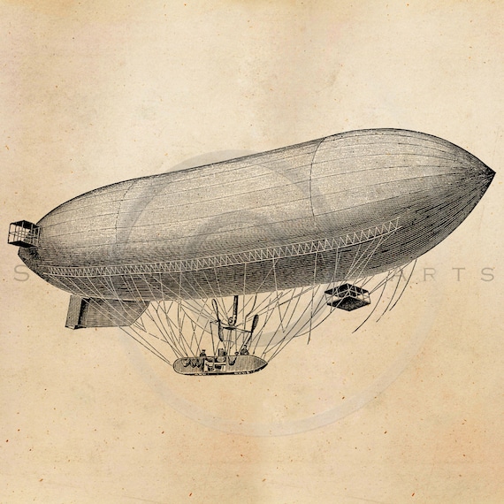 Vintage Blimp Aircraft Illustration Printable 1800s Blimps | Etsy