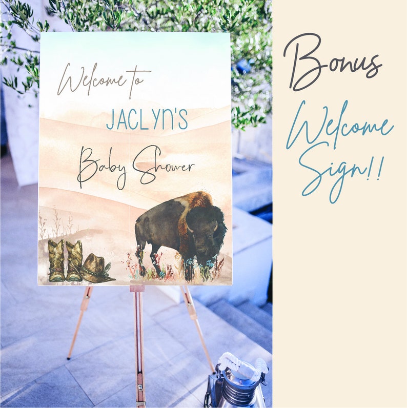 Editable DIGITAL DOWNLOAD BUNDLE Gender Neutral Western Buffalo Baby ...