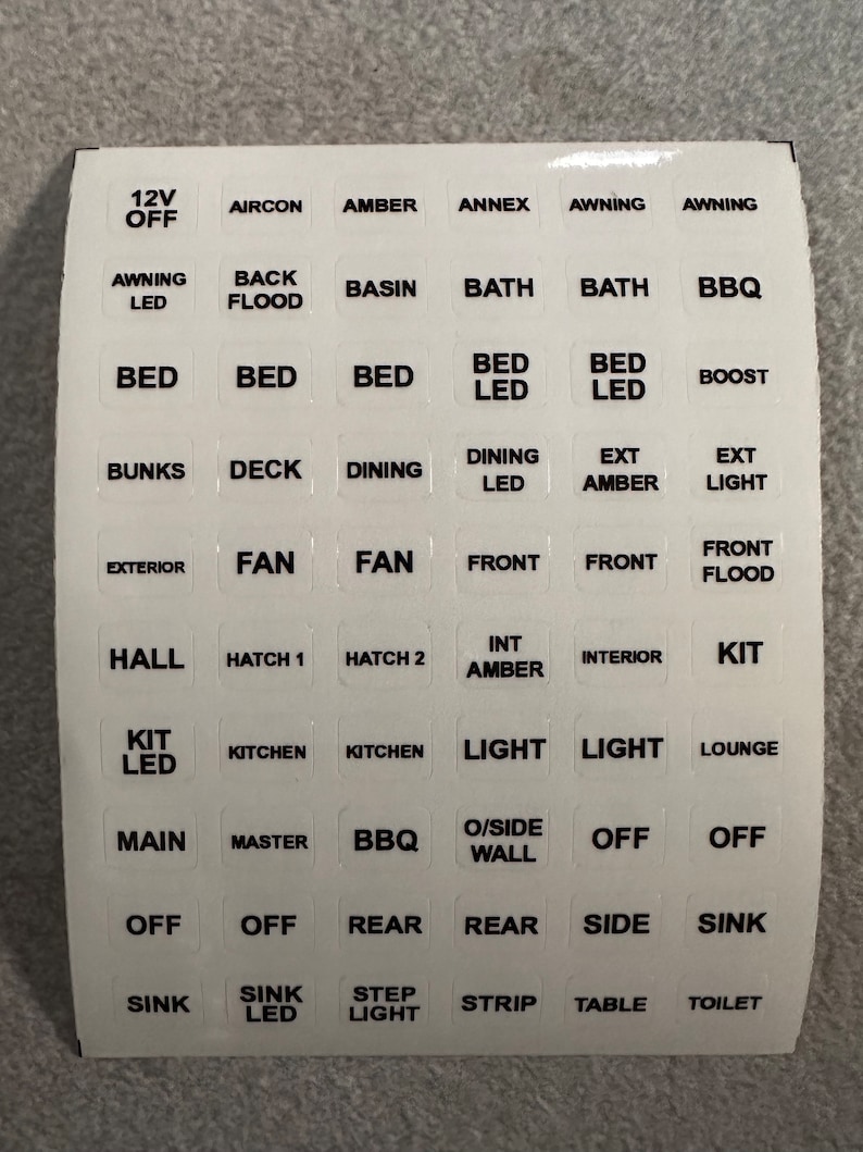 Caravan - Light Switch Labels - Etsy