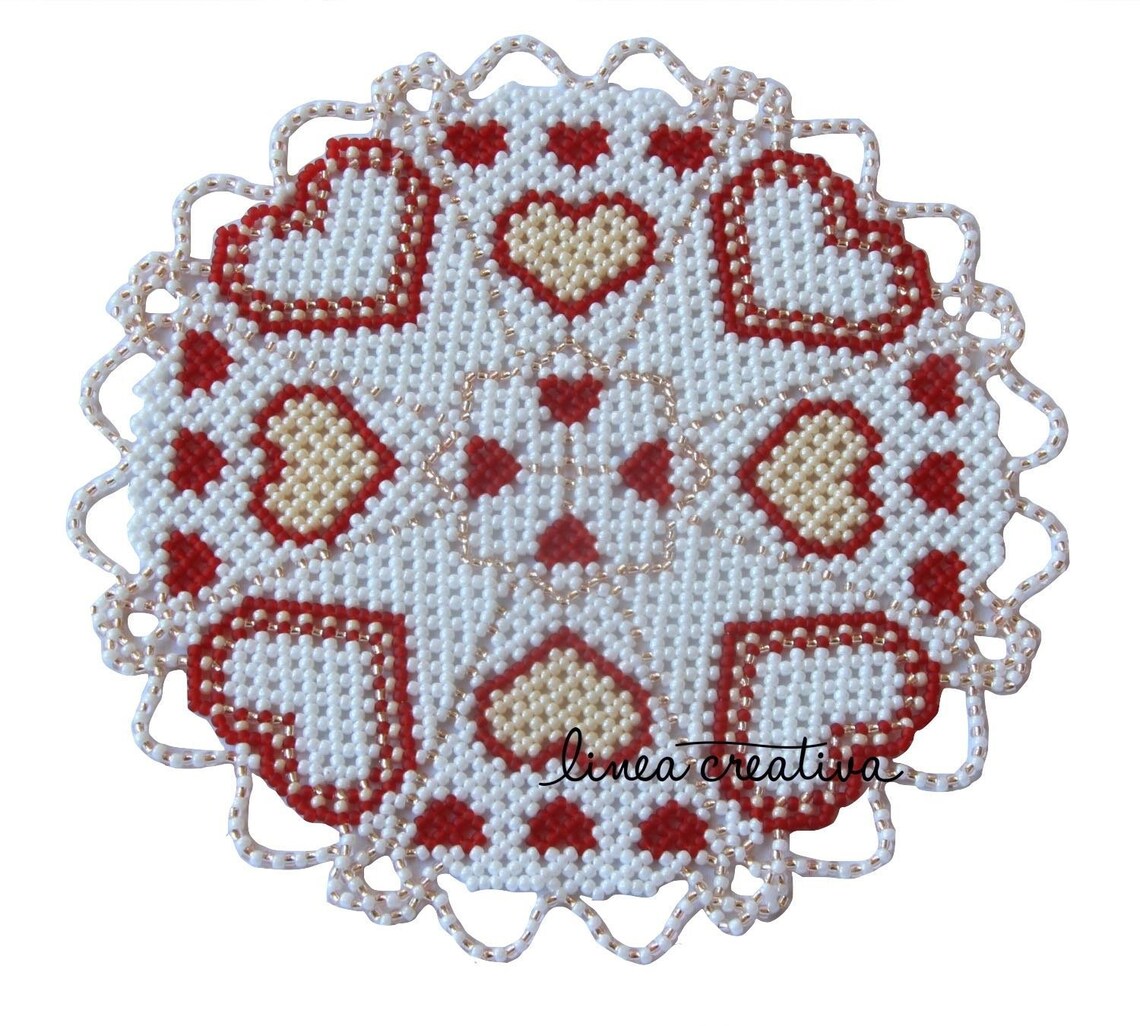 PDF Pattern for Beaded Doily With Hearts 18 Cm, Code LC 2/2015 - Etsy
