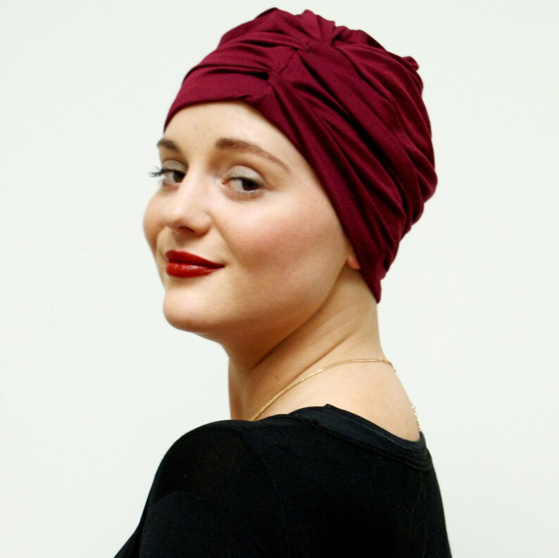 Red Chemo Turban Hats For Alopecia Hair Loss Headcovers For Etsy