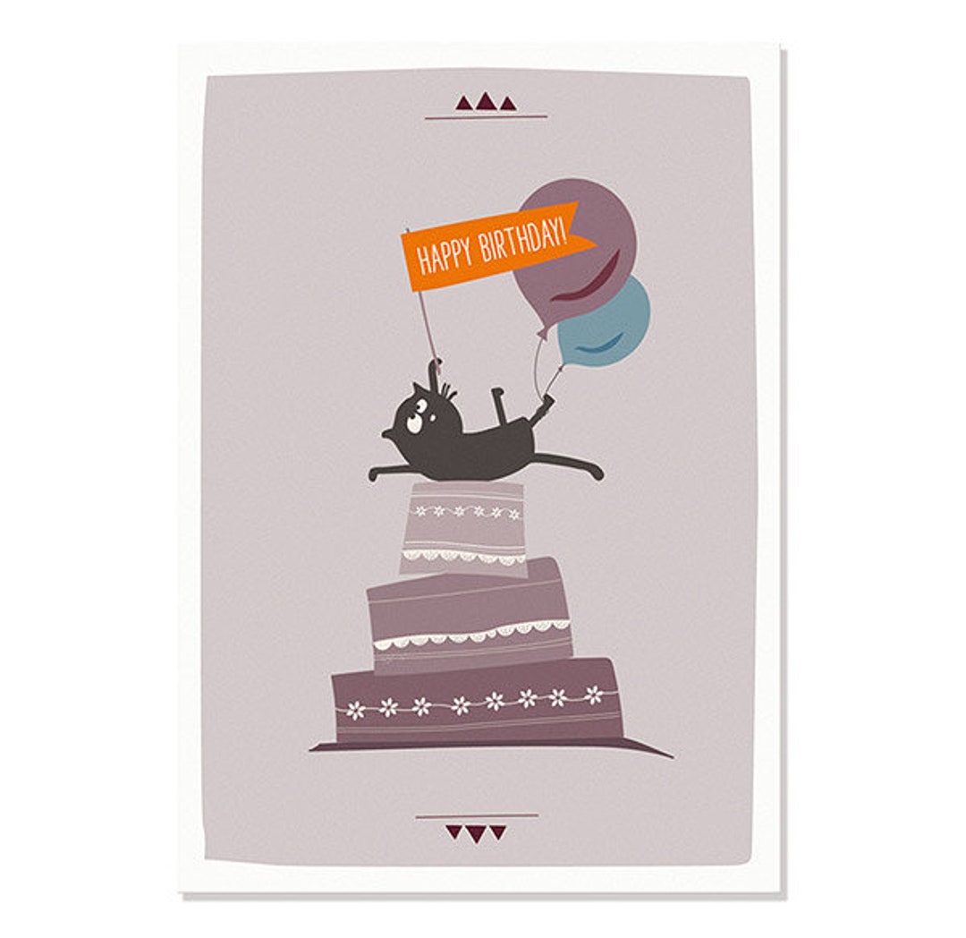 Postcard Happy Birthday (cake) - Etsy
