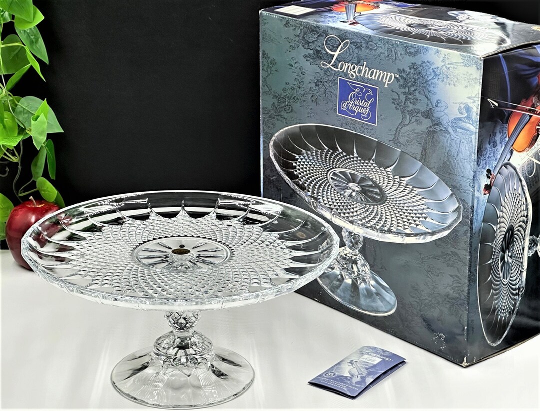 RARE 12.5 Cristal D'arques Longchamp Crystal Pedestal CAKE STAND ...