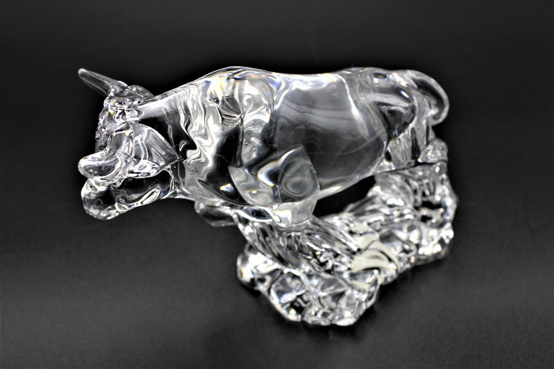 Crystal Bull Figurine Wonders of the Wild by Princess House, Vintage 24 ...