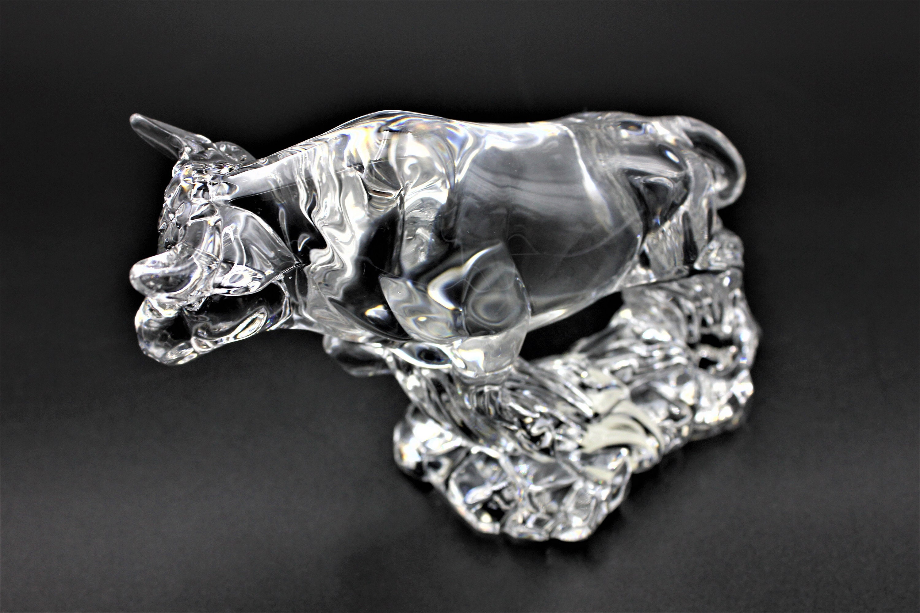 Crystal Bull Figurine Wonders of the Wild by Princess House, Vintage 24 ...