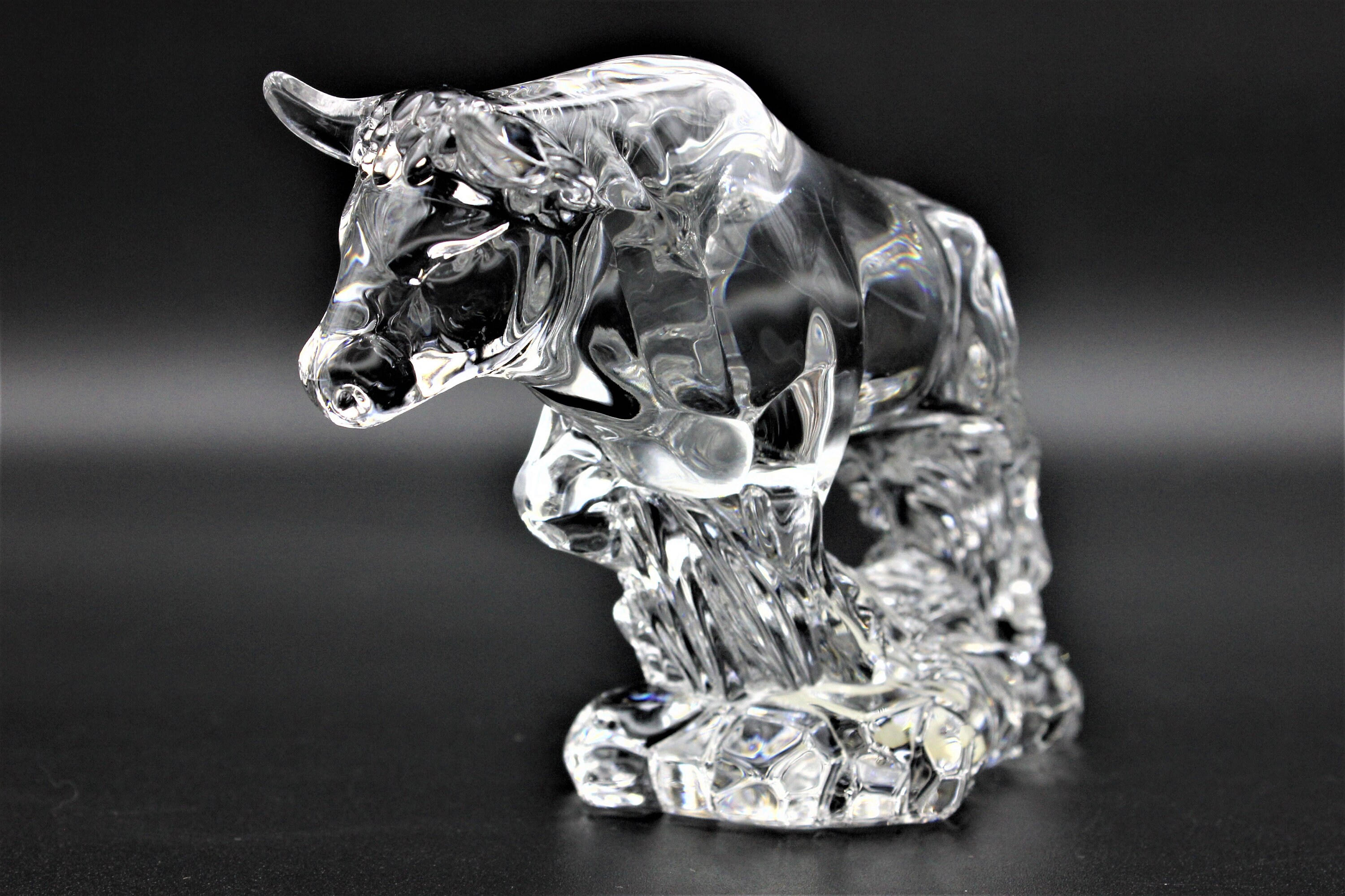 Crystal Bull Figurine Wonders of the Wild by Princess House, Vintage 24 ...