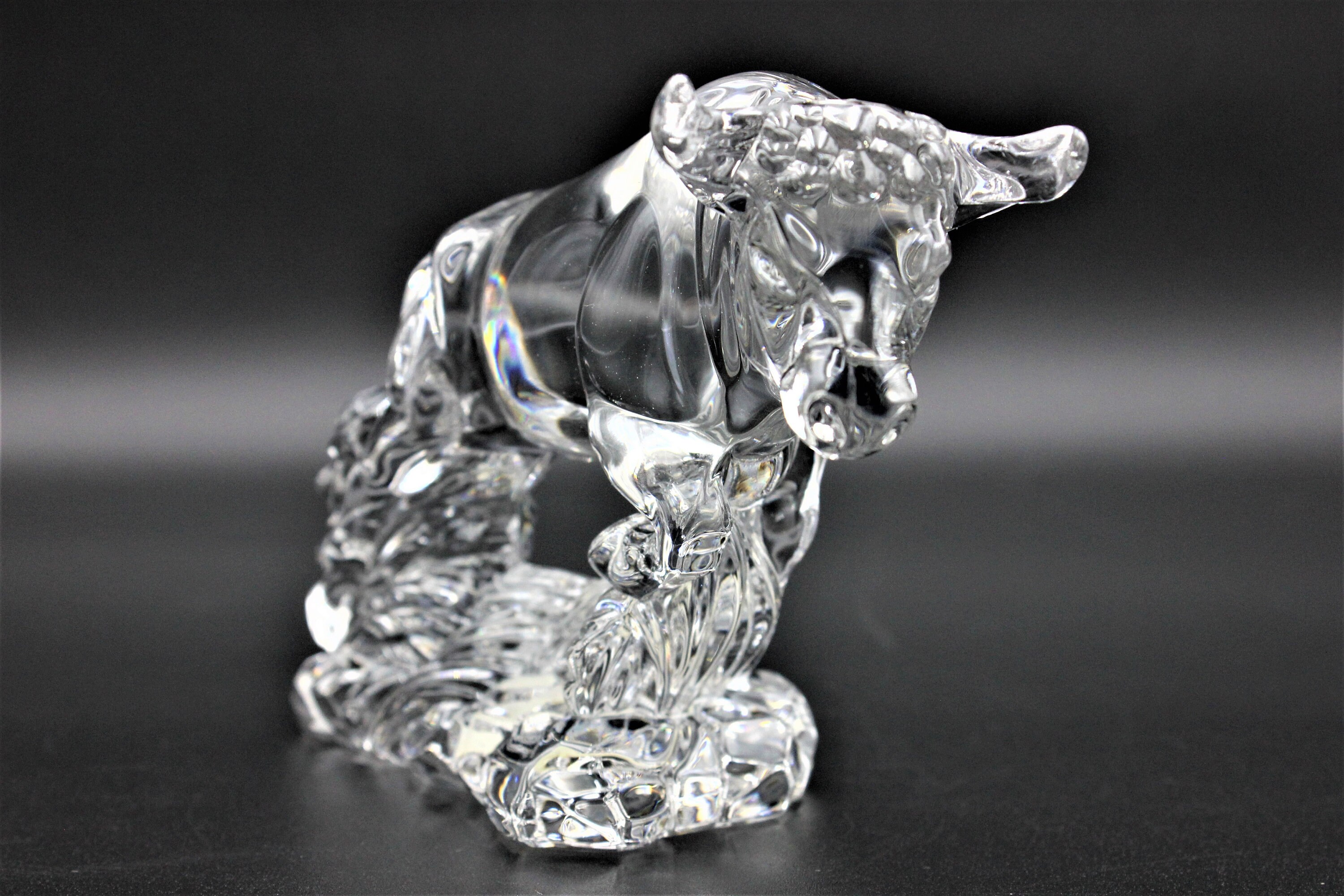 Crystal Bull Figurine Wonders of the Wild by Princess House, Vintage 24 ...