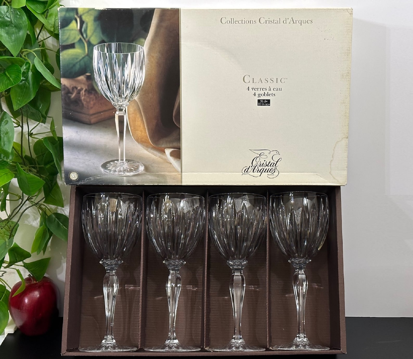 8.5" Cristal D'arques CLASSIC Crystal Wine Glasses 10 1/4 Oz Vertical ...