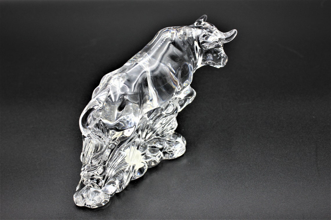 Crystal Bull Figurine Wonders of the Wild by Princess House, Vintage 24 ...
