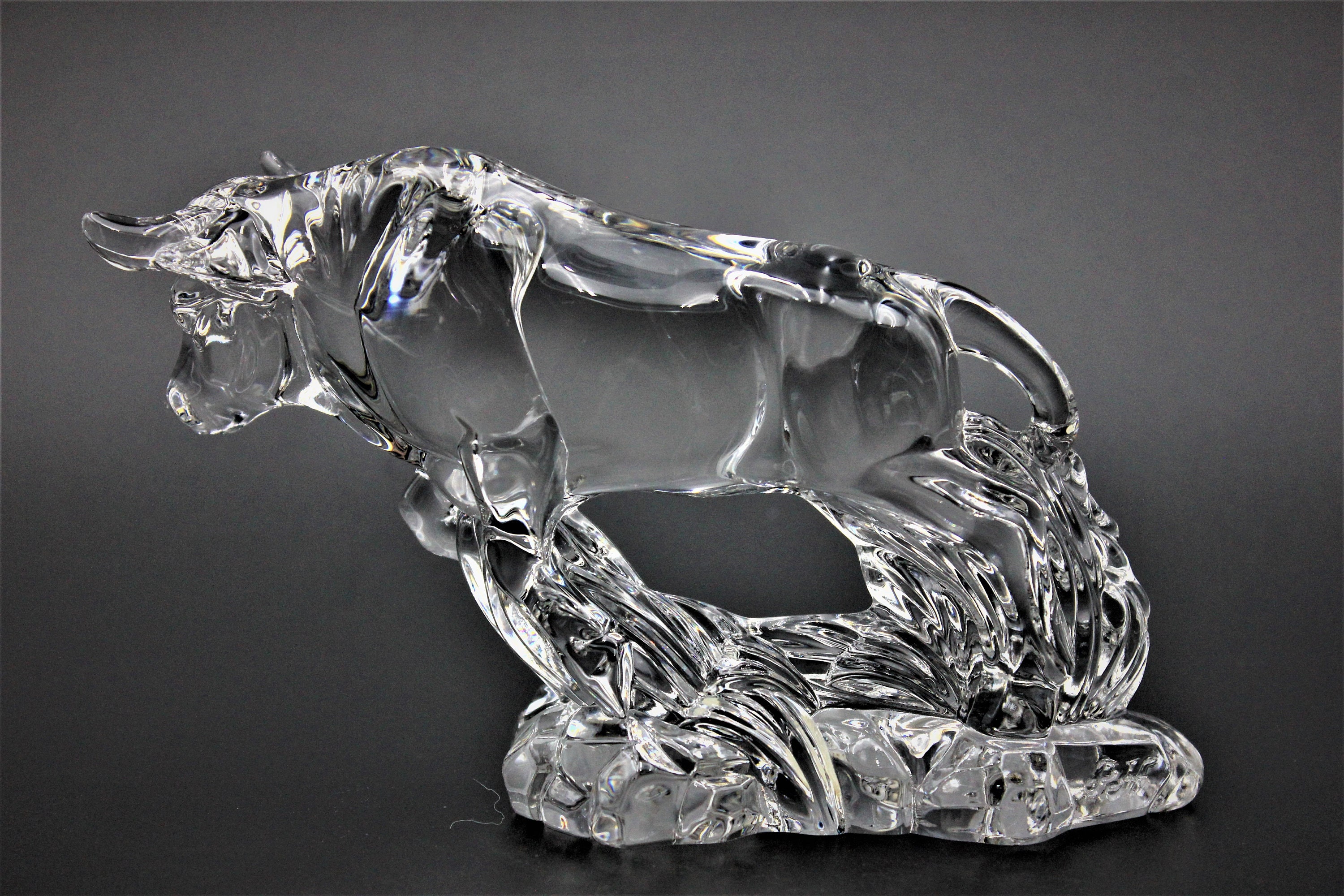 Crystal Bull Figurine Wonders of the Wild by Princess House, Vintage 24 ...