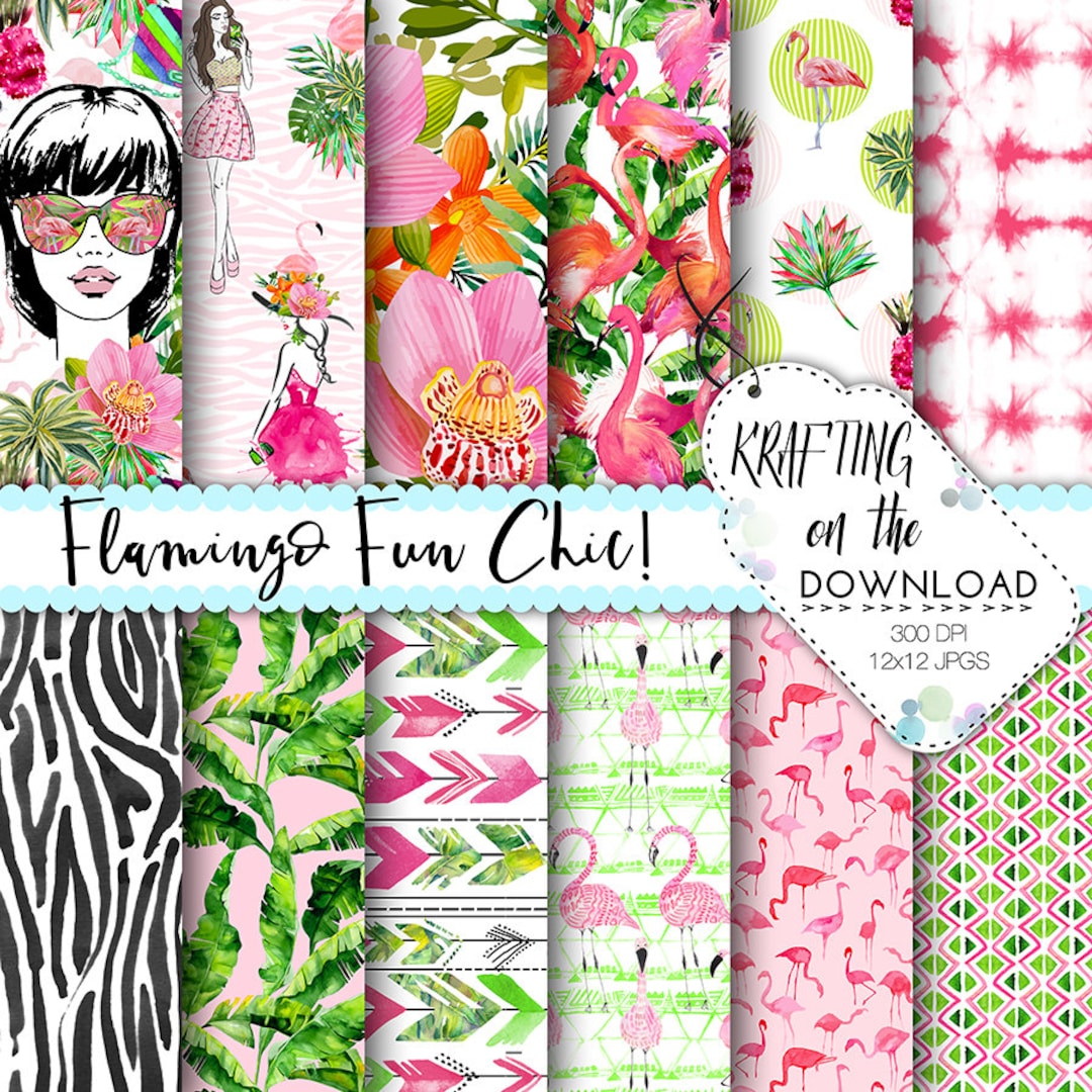 Flamingo Paper Pack Watercolor Flamingo Planner Girl Paper Pack Summer ...