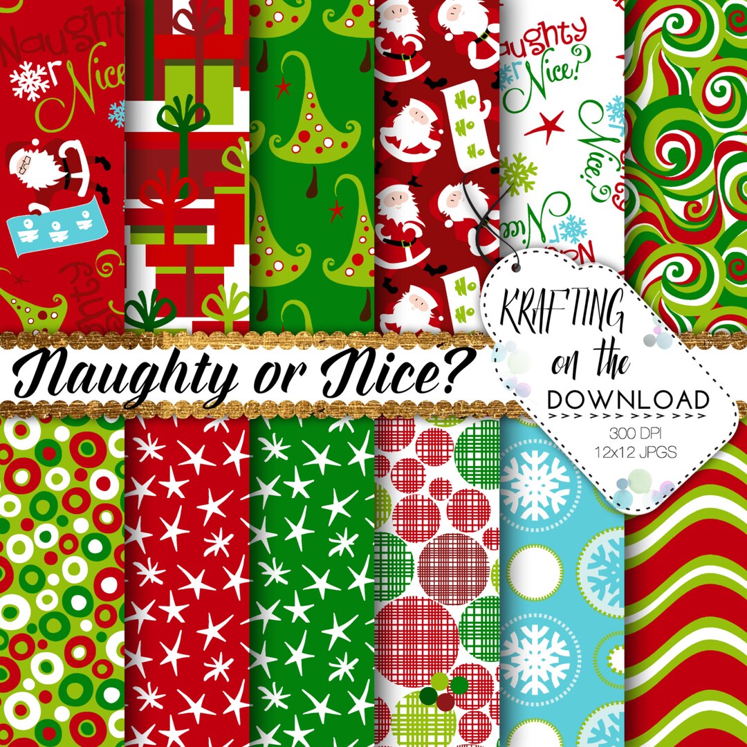 Santa Digital Paper Pack Naughty or Nice Santa Scrapbooking Pages ...
