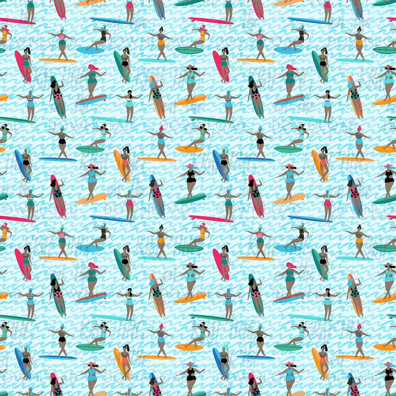 Watercolor Surfer Girl Paper Pack Surf Girl Digital Paper Medium Skin ...
