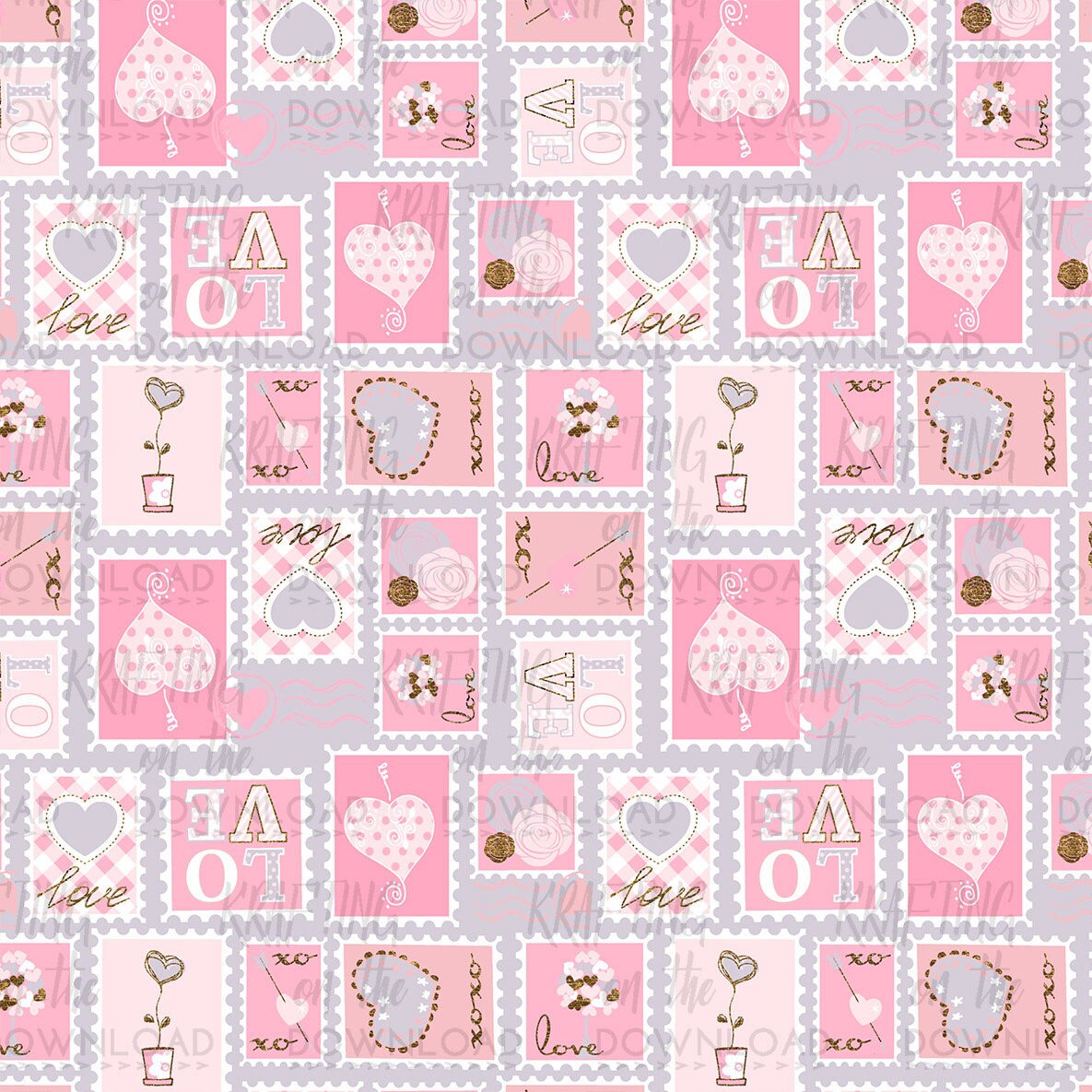 Valentine Paper Pack Romantic Love Paper Pack Stamps Valentines Paper ...