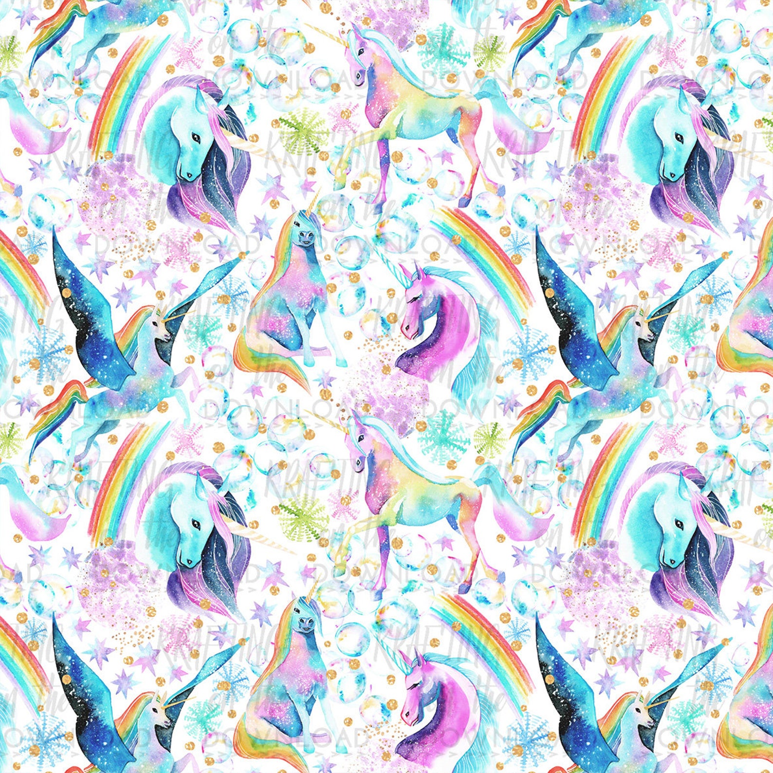 Unicorn Paper Pack Watercolor Unicorn Digital Paper Watercolor Pastel ...