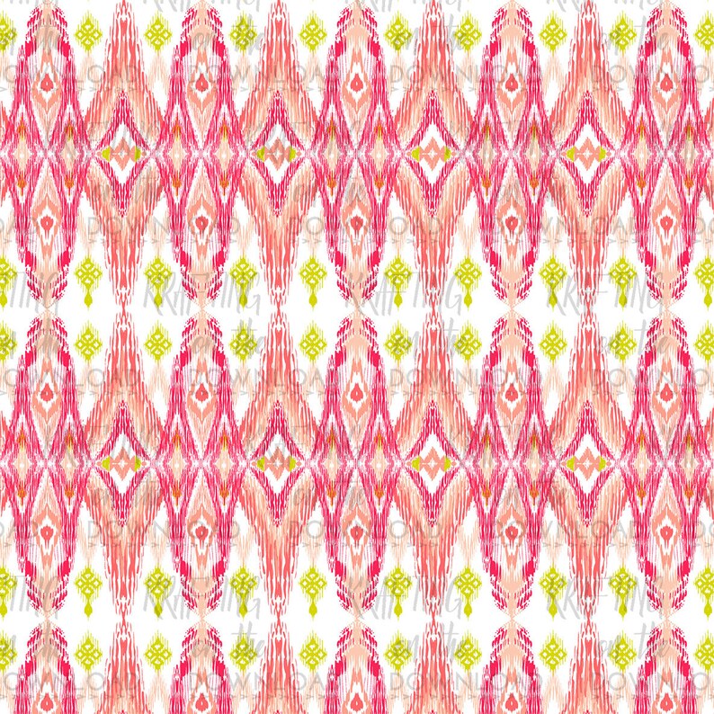 Coral and Lime Green Ikat Digital Paper Pack Ikat Design - Etsy