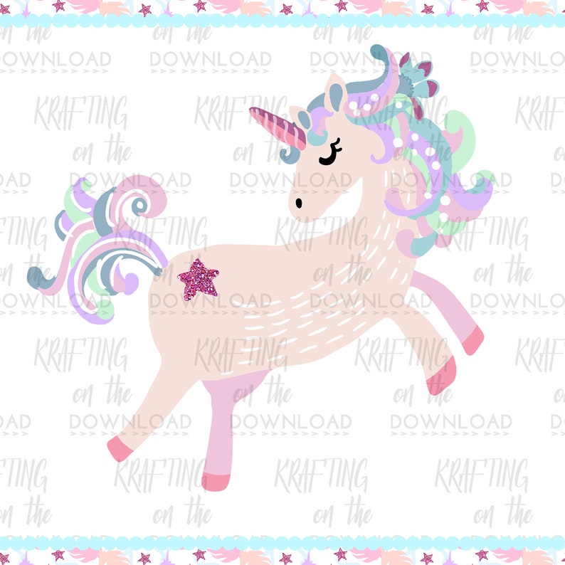 Unicorn Clipart Pink Glitter Unicorn Clip Art Princess Pastel | Etsy