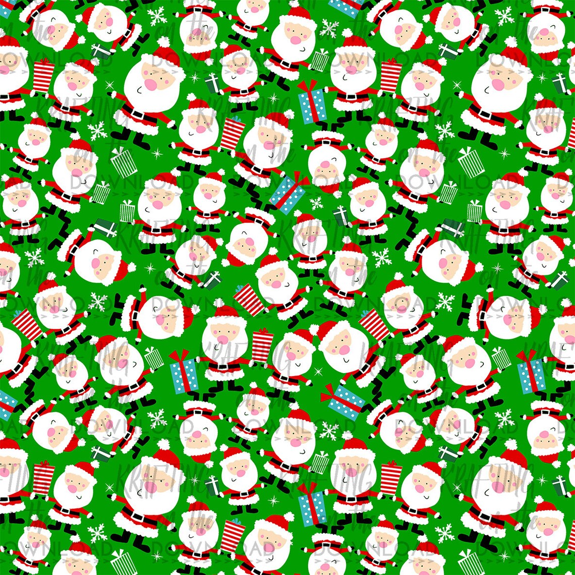 Santa Digital Paper Pack Santa Hat Holiday Paper Red Green Santa ...