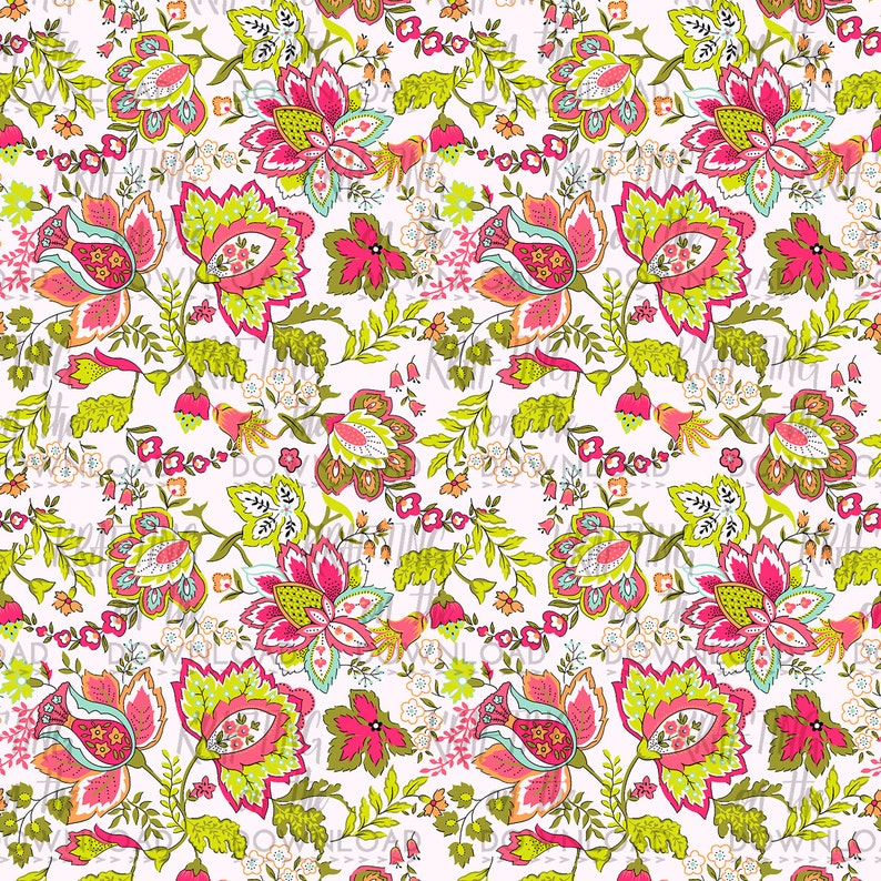 Spring Paisley Digital Paper Pack Shabby Chic Pink Olive Green Aqua ...