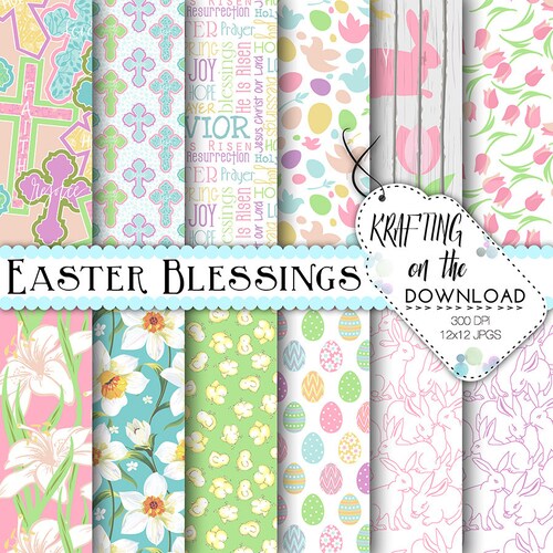 Easter Paper Pack Easter Digital Papers Easter Blessings Paper - Etsy