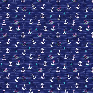 Pink and Navy Nautical Digital Paper Preppy Digital Papers Anchor ...