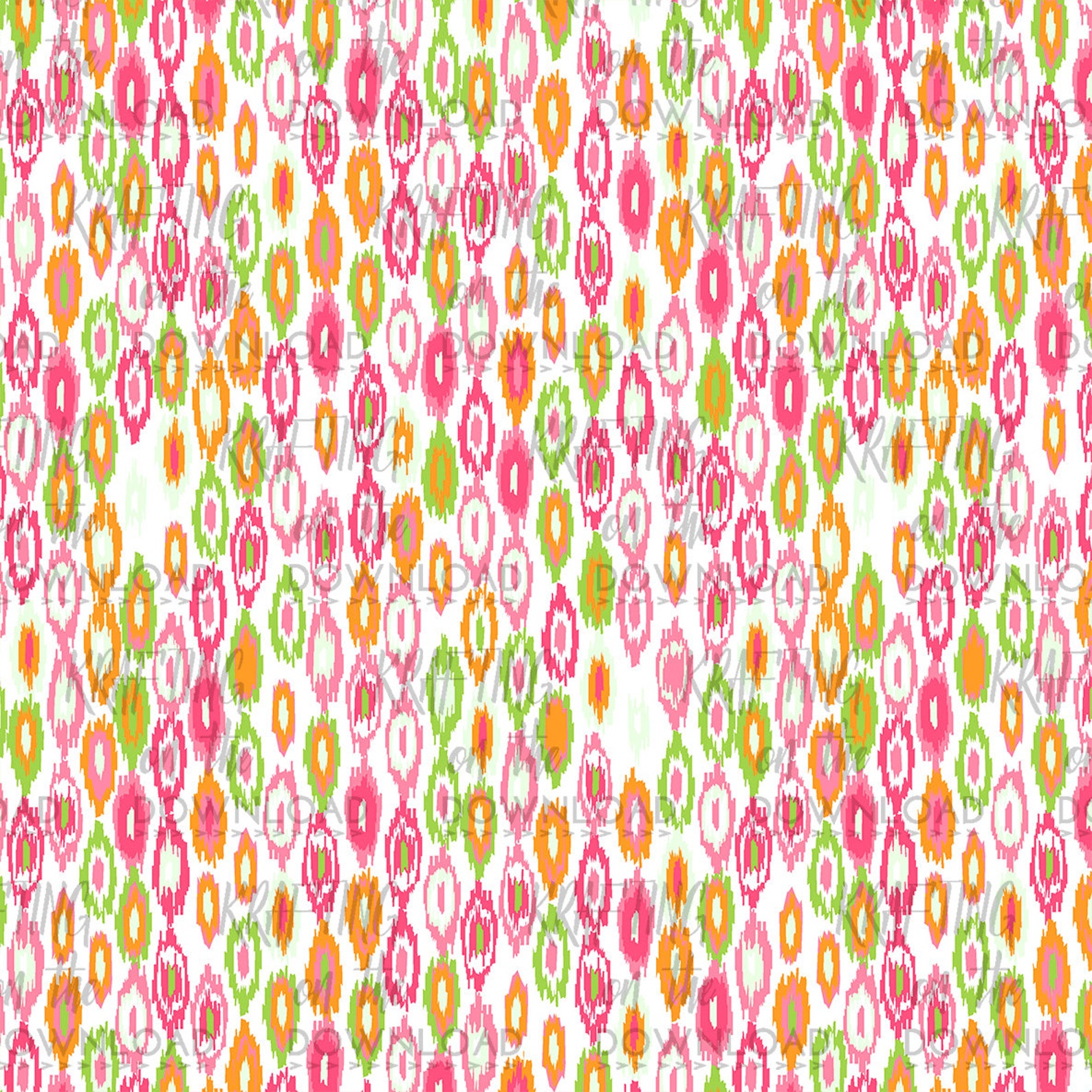 Tropical Pink Green Orange Digital Paper Pack Ikat Digital - Etsy