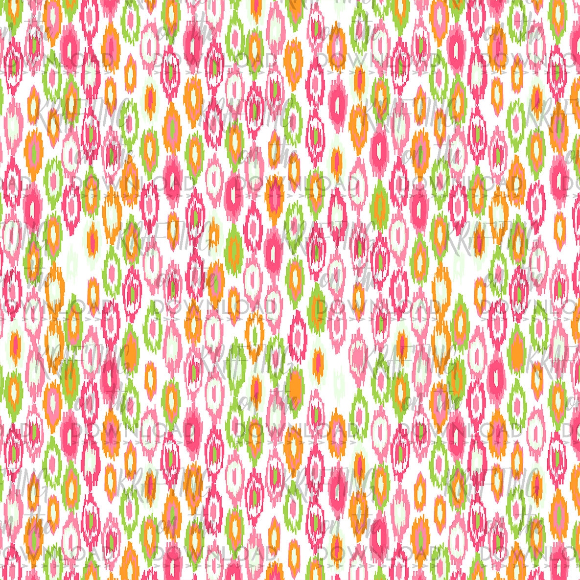 Tropical Pink Green Orange Digital Paper Pack Ikat Digital Papers ...