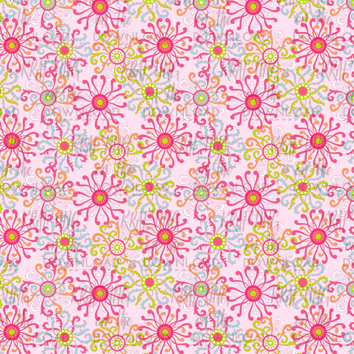 Spring Paisley Digital Paper Pack Shabby Chic Pink Olive Green Aqua ...