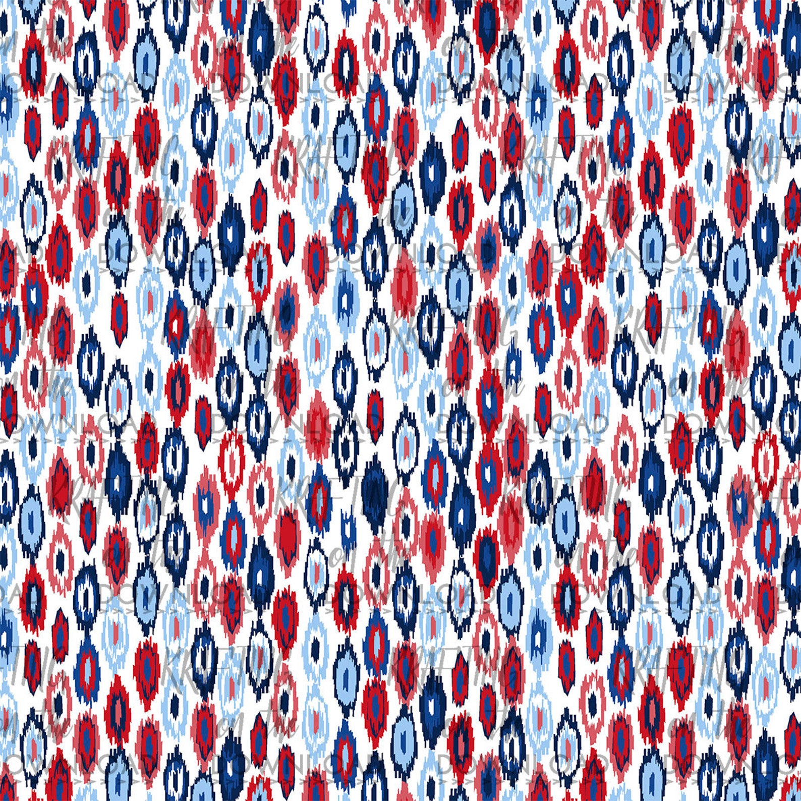 Red White and Blue Digital Paper Pack Ikat Design Red Blue | Etsy