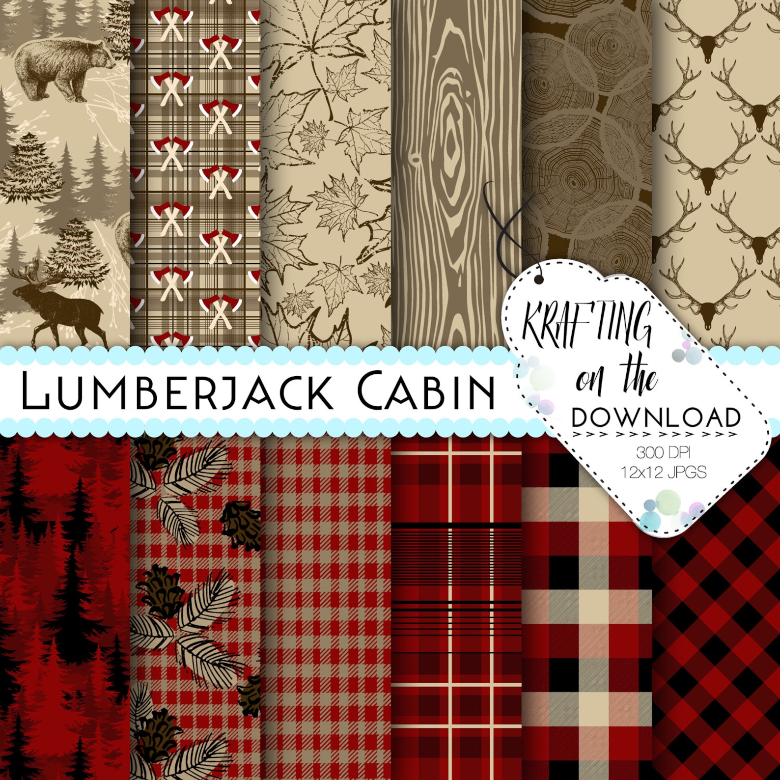 Lumberjack Paper Pack Buffalo Plaid Buffalo Check Digital | Etsy