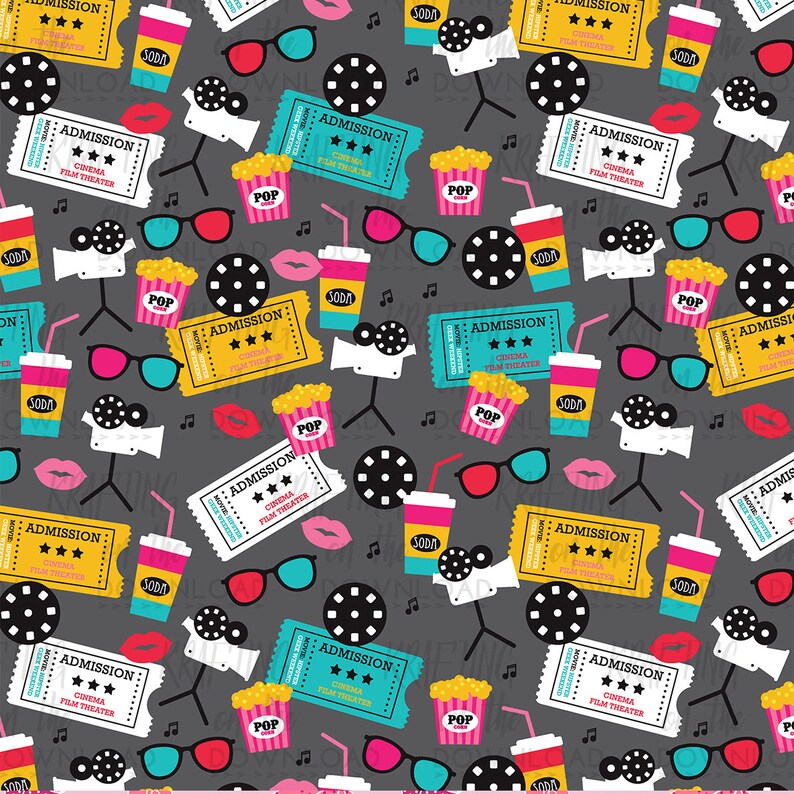 Movie Night Digital Papers Movie Digital Paper Movie Night | Etsy