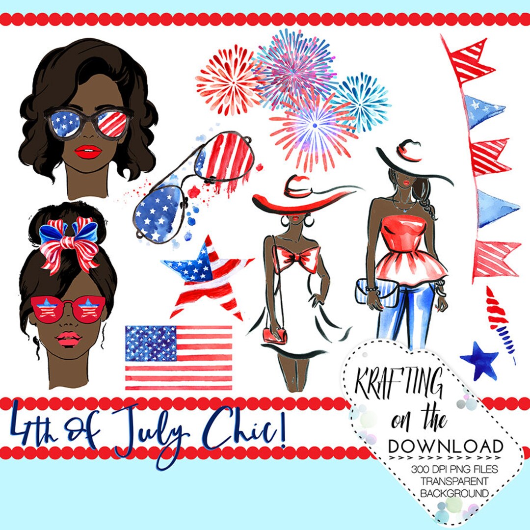 Watercolor 4th of July Clipart Png File Watercolor Fourth of July Clip ...