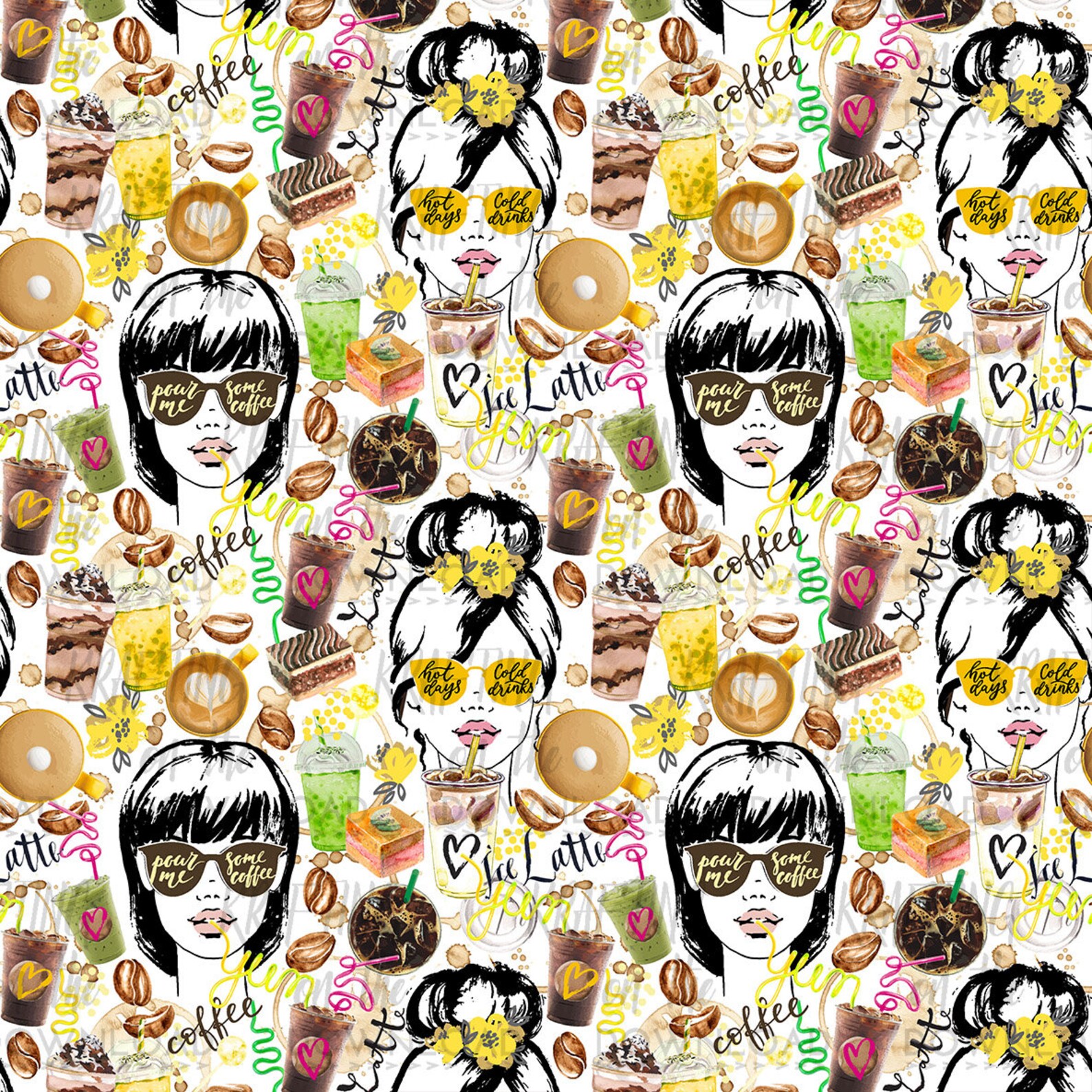 Watercolor Iced Coffee Paper Pack Watercolor Coffee Digital Paper ...