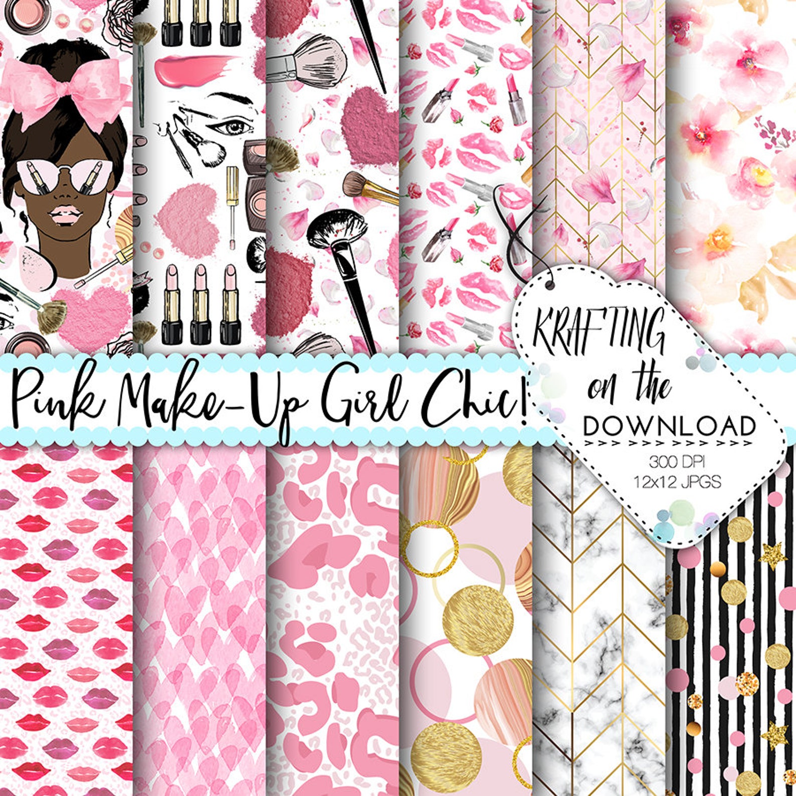 Make up Paper Pack Makeup Paper Watercolor Makeup Digital - Etsy