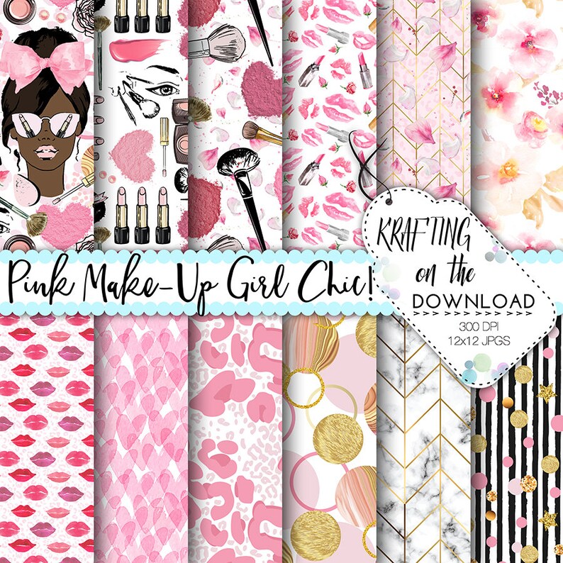 Make up Paper Pack Makeup Paper Watercolor Makeup Digital Paper Pack ...
