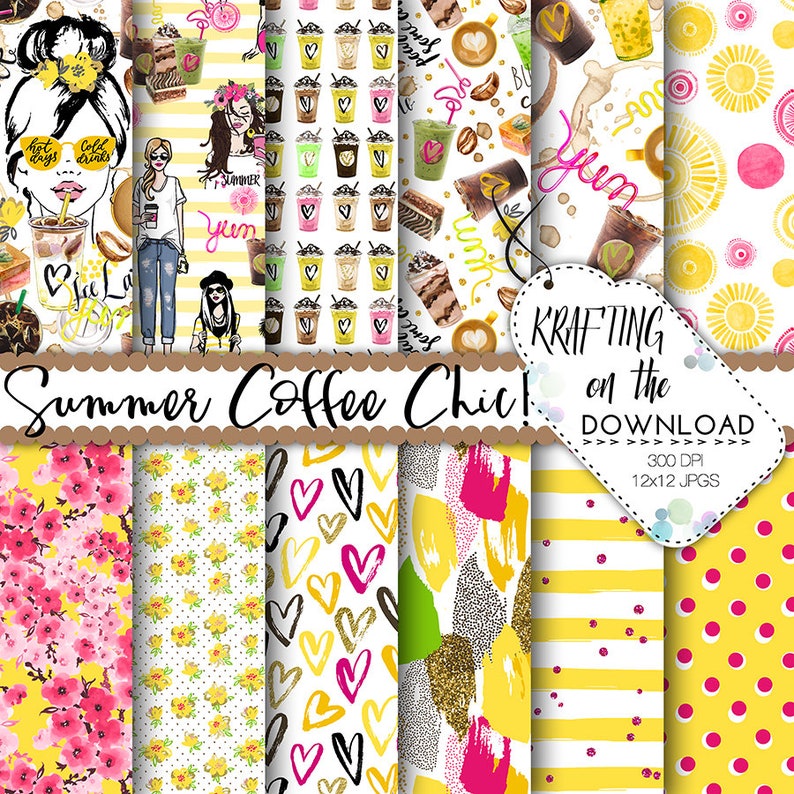 Watercolor Iced Coffee Paper Pack Watercolor Coffee Digital Paper ...