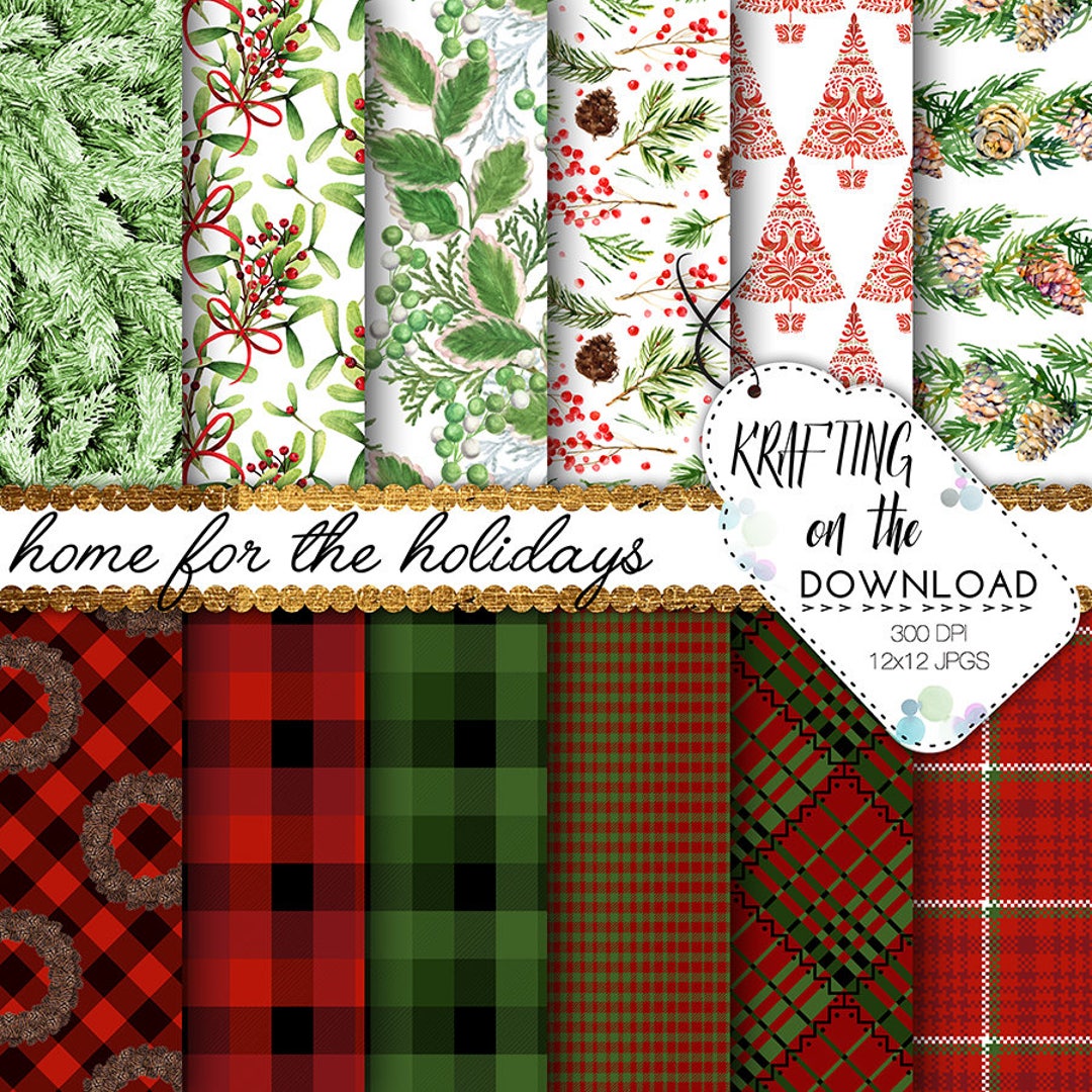 Christmas Paper Pack Buffalo Plaid Digital Paper Plaid Paper Pack ...