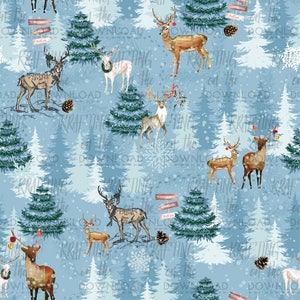 Christmas Blue Paper Pack Reindeer Paper Pack Reindeer Digital Paper ...