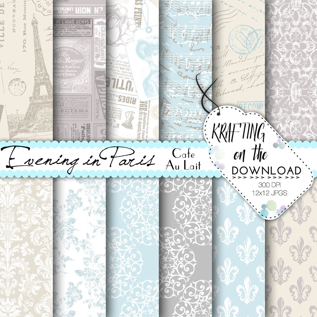 Paris Paper Pack, Fashion Paper Pack, French Paper Pack Digital Papers ...