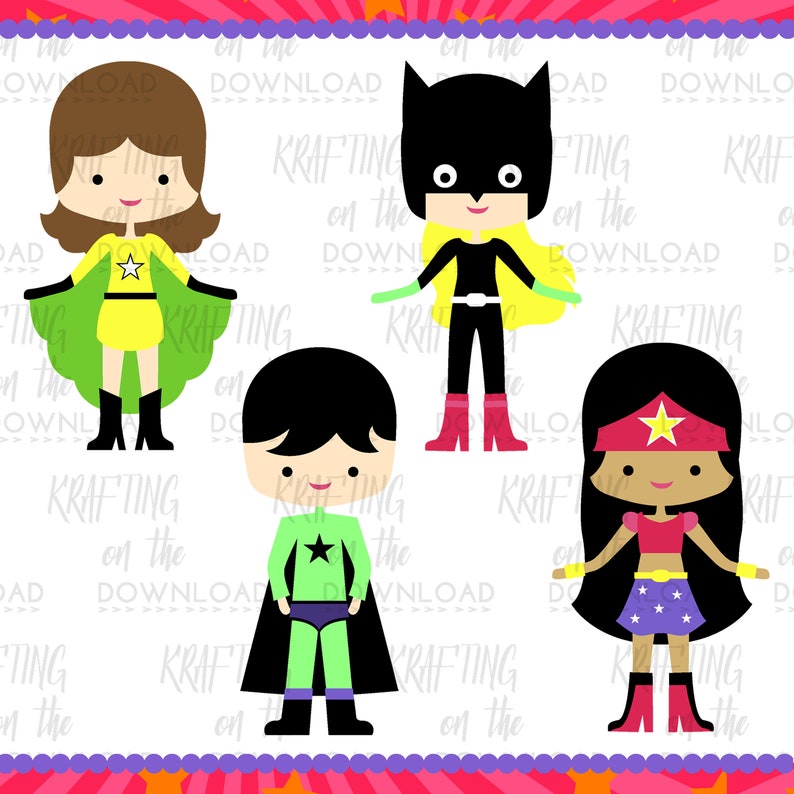Superhero Clip Art Set Superhero Clipart Bright Superheroes - Etsy