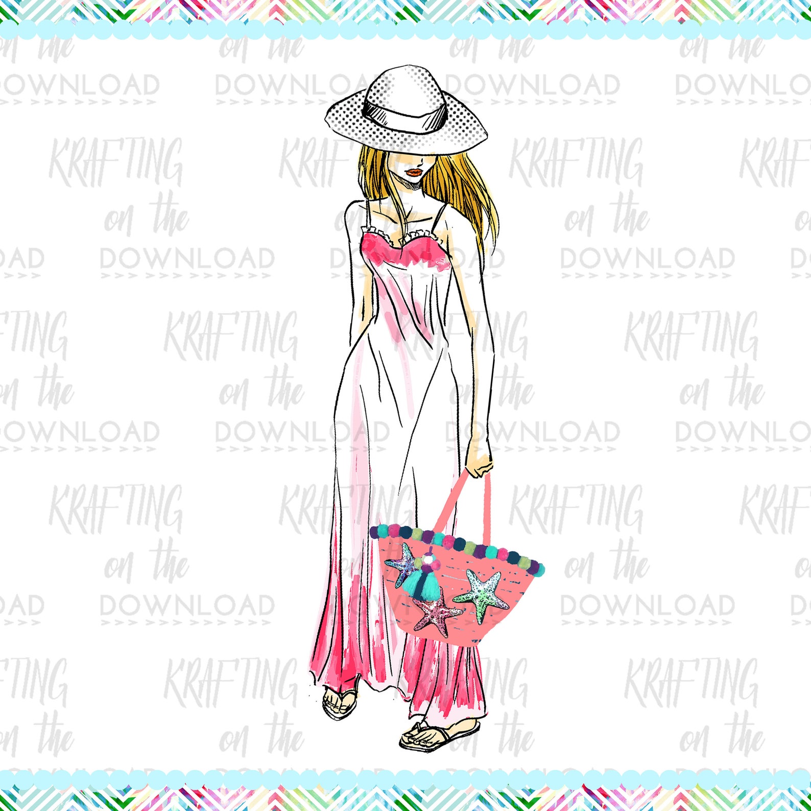 Watercolor Beach Girl Clipart Png File Watercolor Beach Girl Clip Art ...