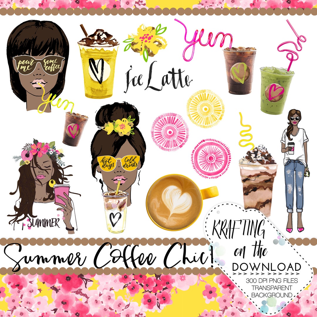 Watercolor Coffee Clipart Png File Watercolor Ice Coffee Clip Art Set ...