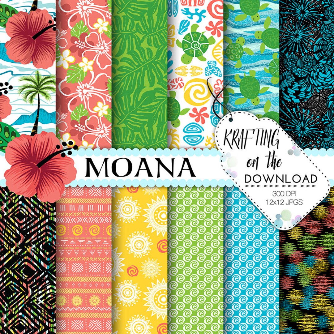 Moana Digital Paper Moana Paper Pack Moana Digital Papers Moana Party ...