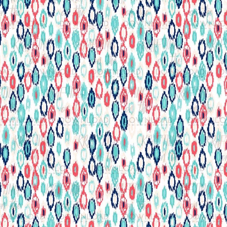 Coral and Teal Digital Paper Pack Ikat Design Coral Mint Teal - Etsy