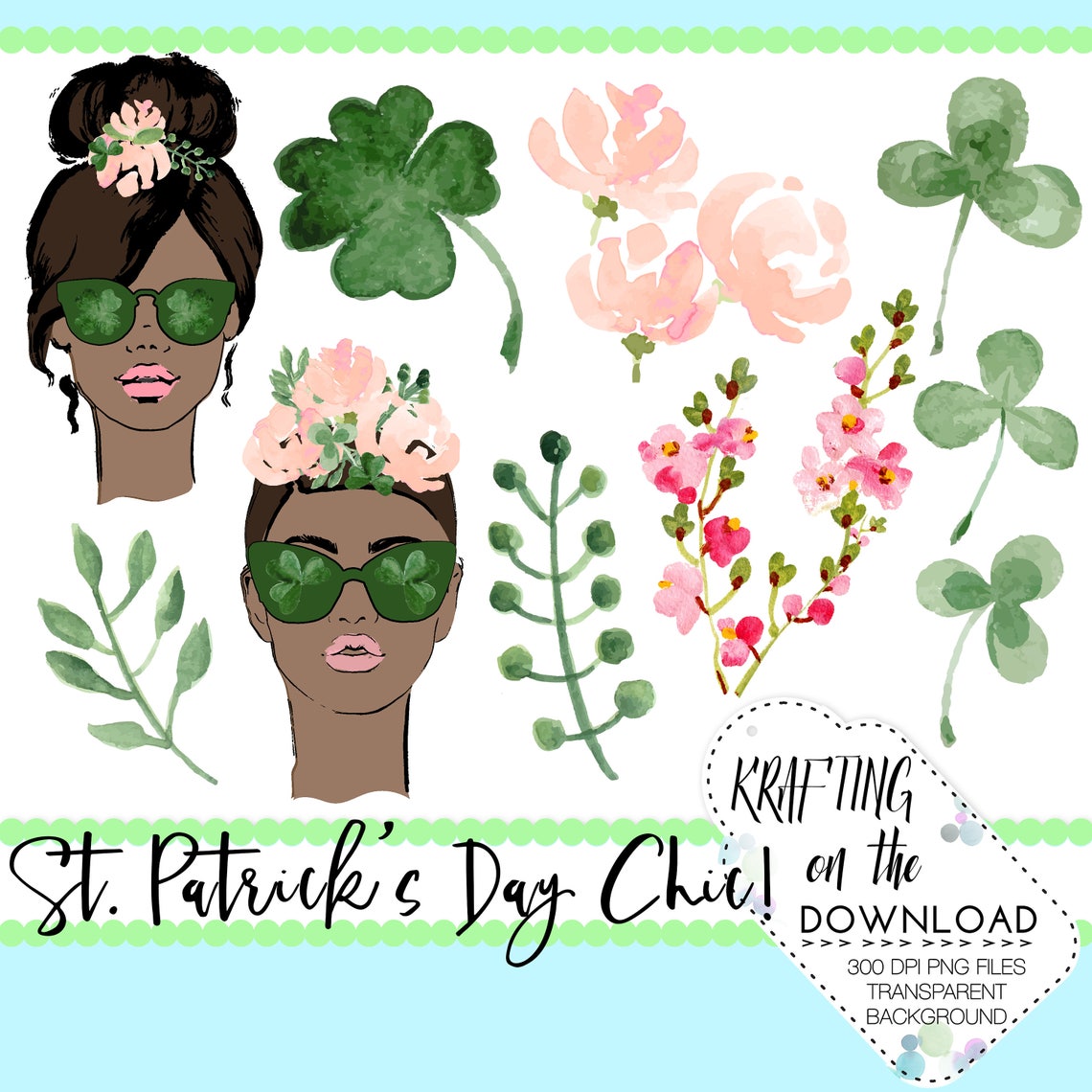 Watercolor St Patricks Day Clipart Png File Watercolor St | Etsy