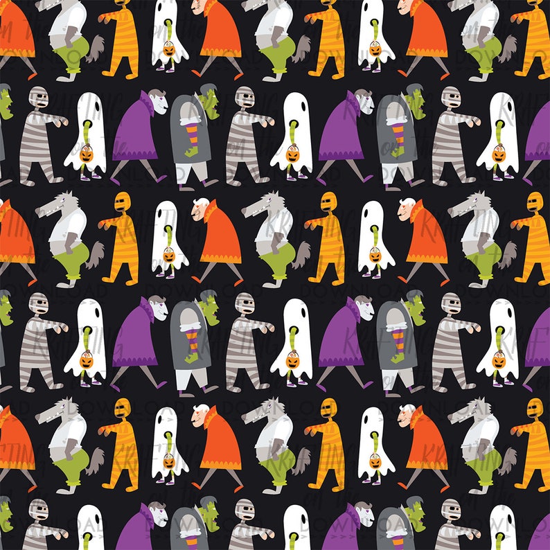 Halloween Paper Pack Halloween Digital Paper Monster Paper - Etsy