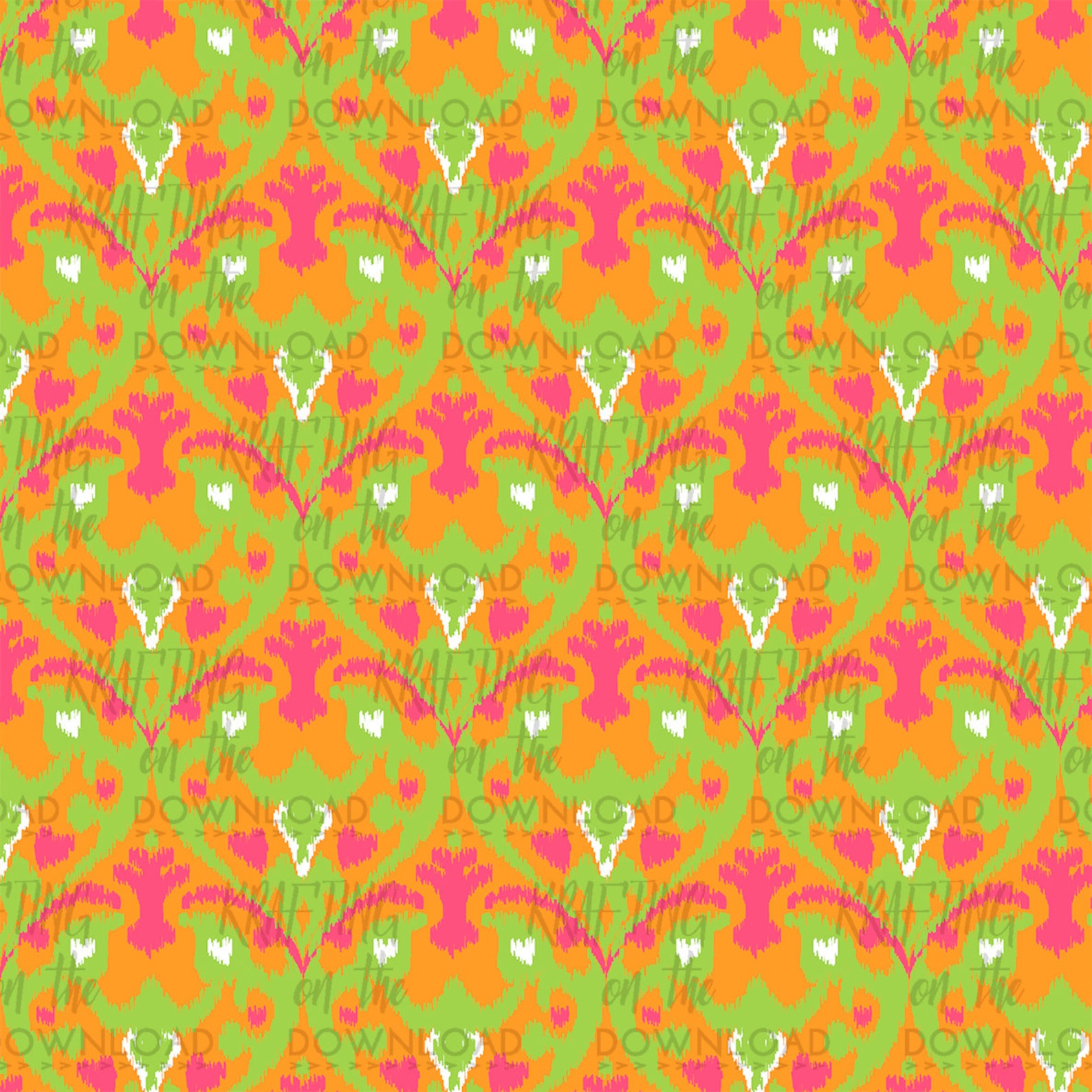 Tropical pink green orange digital paper pack ikat digital | Etsy
