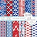 Red White and Blue Digital Paper Pack Ikat Design Red Blue Navy ...